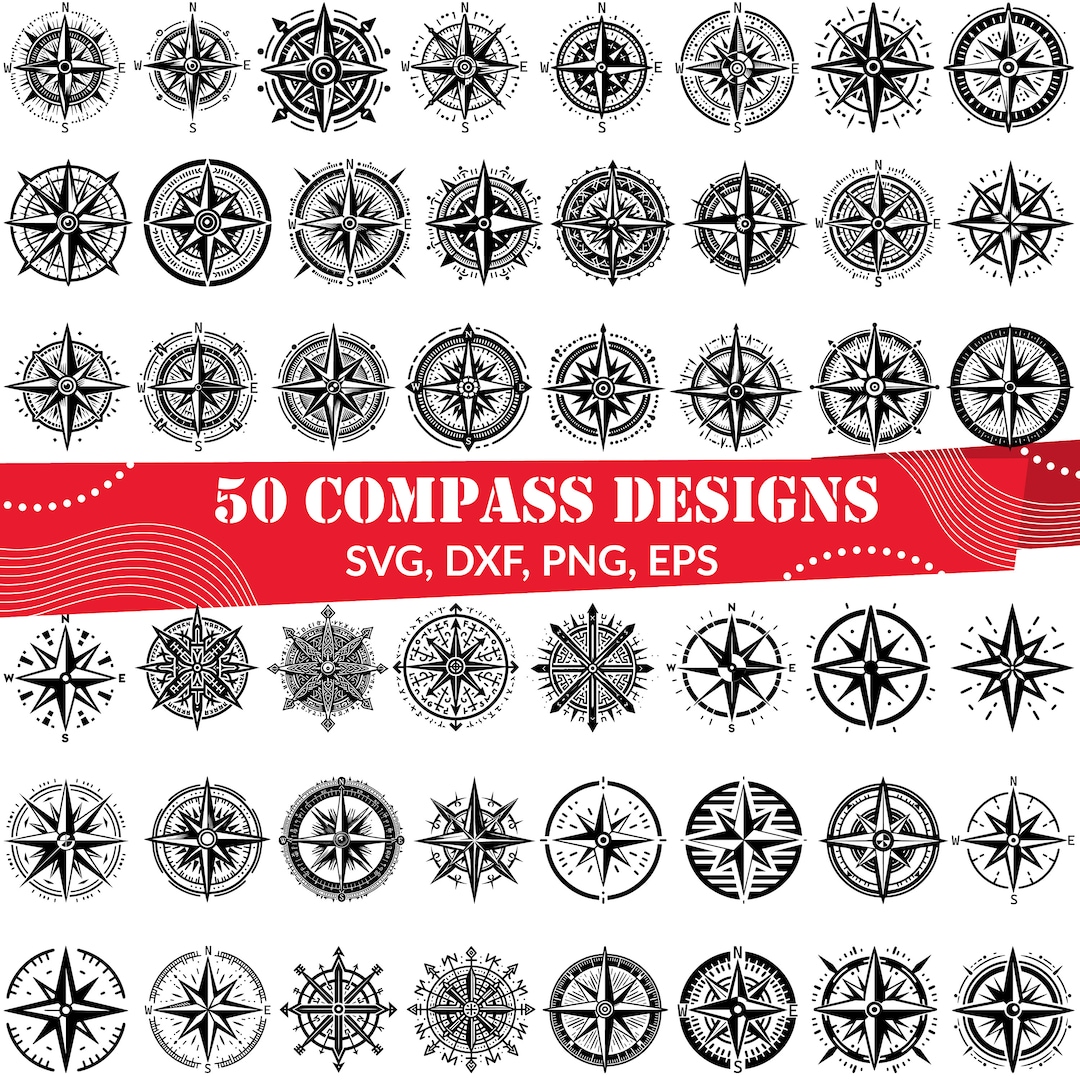 Compass SVG Bundle, Compass Rose Svg, Nautical Compass Svg, Compass Dxf ...