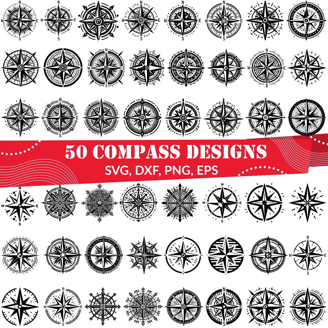 Compass SVG Bundle, Compass Rose Svg, Nautical Compass Svg, Compass Dxf ...