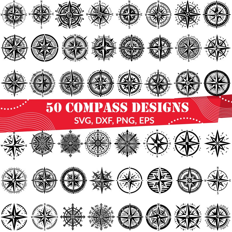 Compass SVG Bundle, Compass Rose Svg, Nautical Compass Svg, Compass Dxf ...