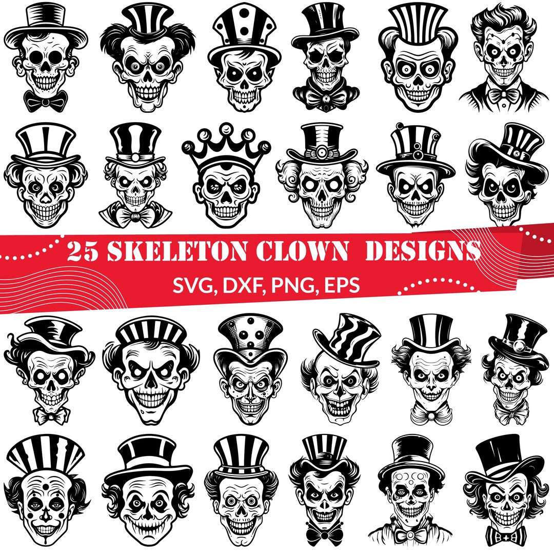Skeleton Clown SVG Bundle, Skeleton Clown Dxf, Skeleton Clown Png ...
