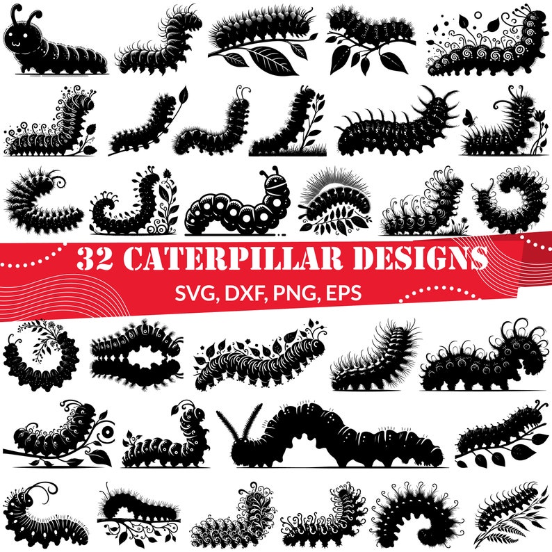 Caterpillar SVG, Cute Caterpillar Clipart, Insect Cartoon Vector, Bug ...
