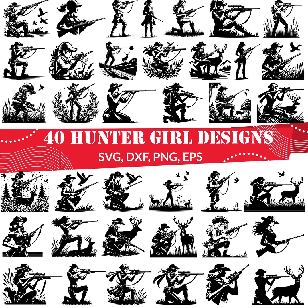 Hunter Girl SVG Bundle, Hunter Girl Dxf, Hunter Girl Png, Hunter Girl ...