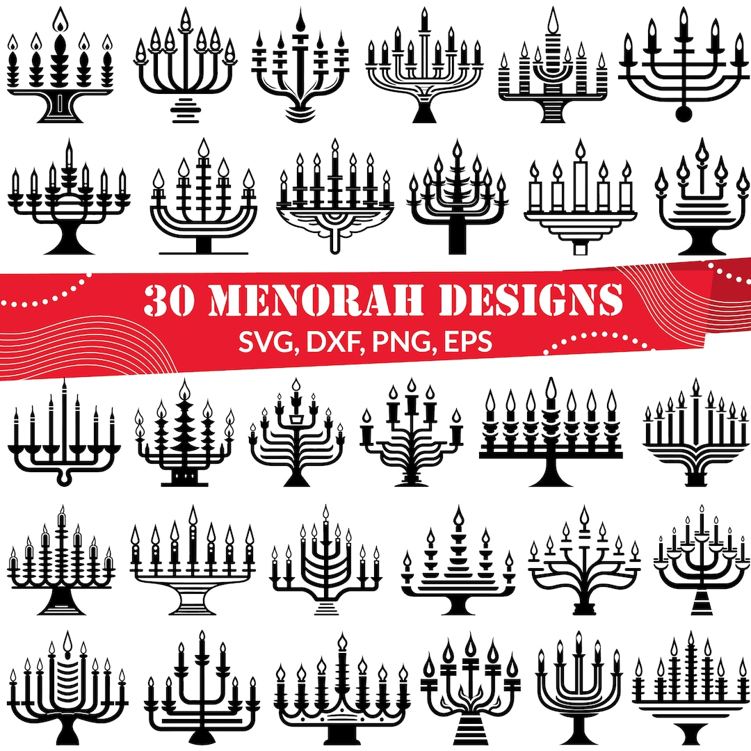 30 Menorah SVG Designs for Hanukkah Decorations, Jewish Holiday Crafts ...