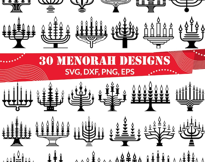 Menorah SVG, Menorah Cut File, Menorah DXF, Menorah PNG, Menorah ...