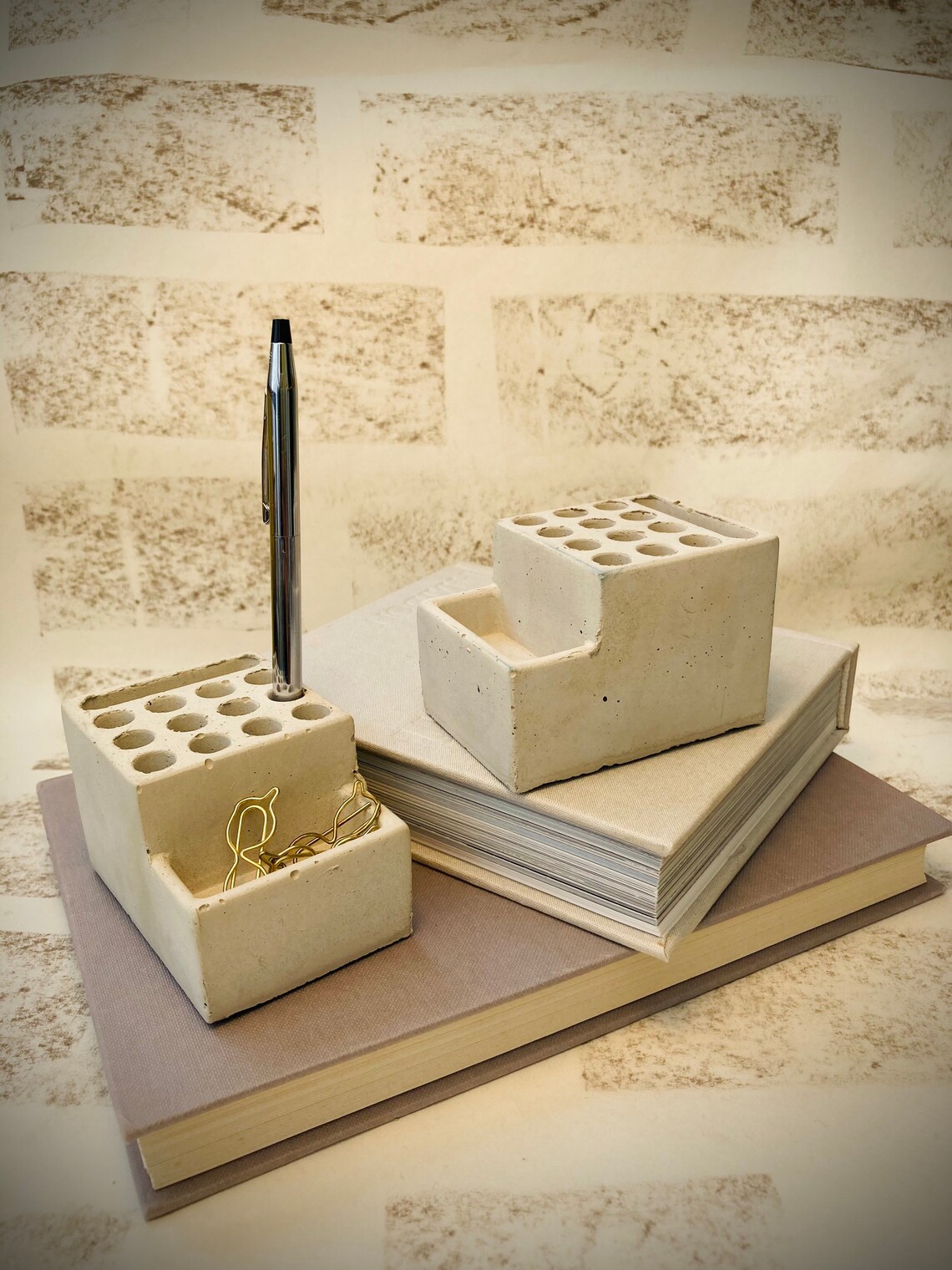 Concrete Block Desk Organiser Tidy - Etsy UK