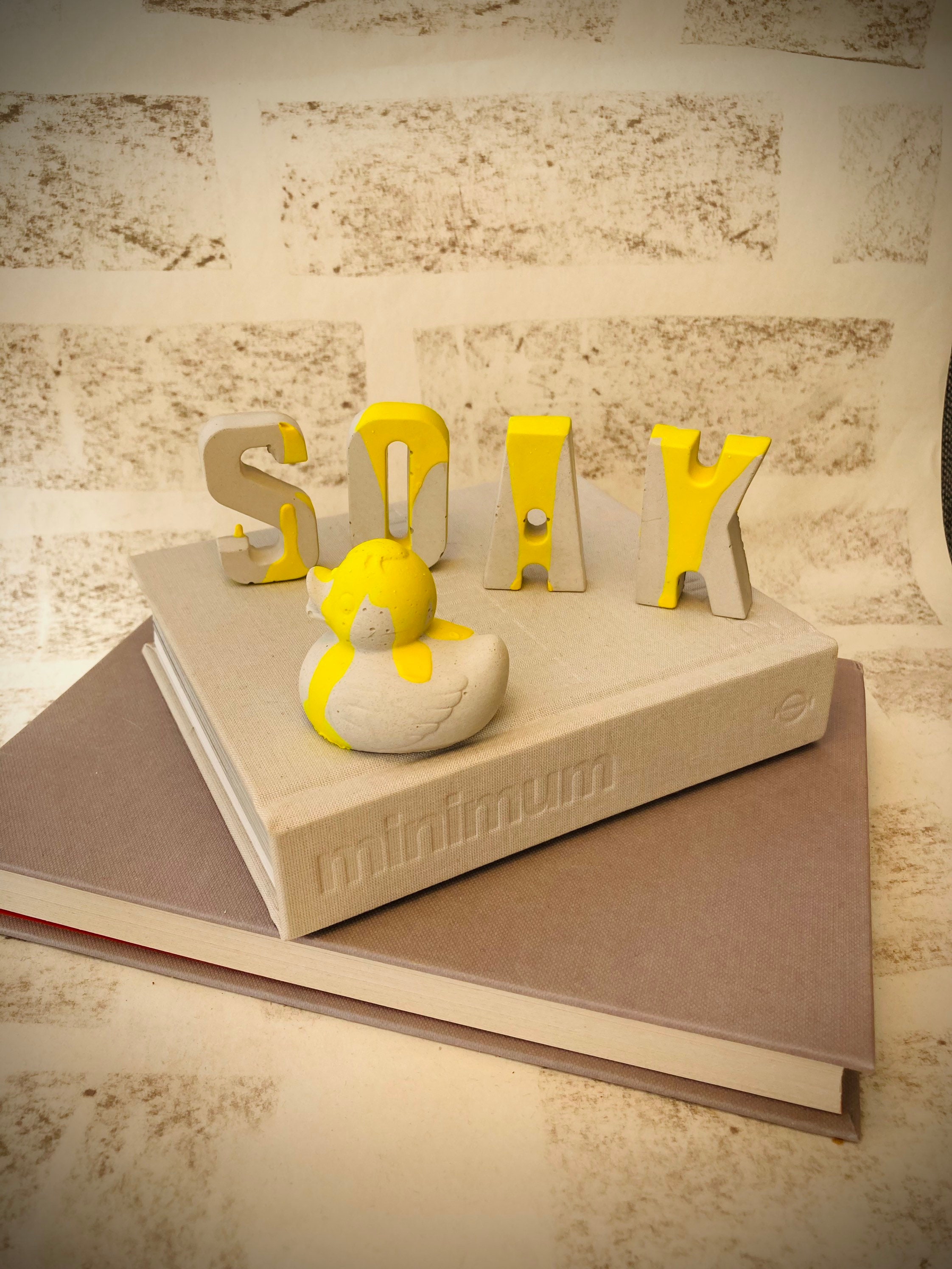 Yellow Drip Concrete ‘rubber’ Duck With ‘SOAK’ Letters - Etsy