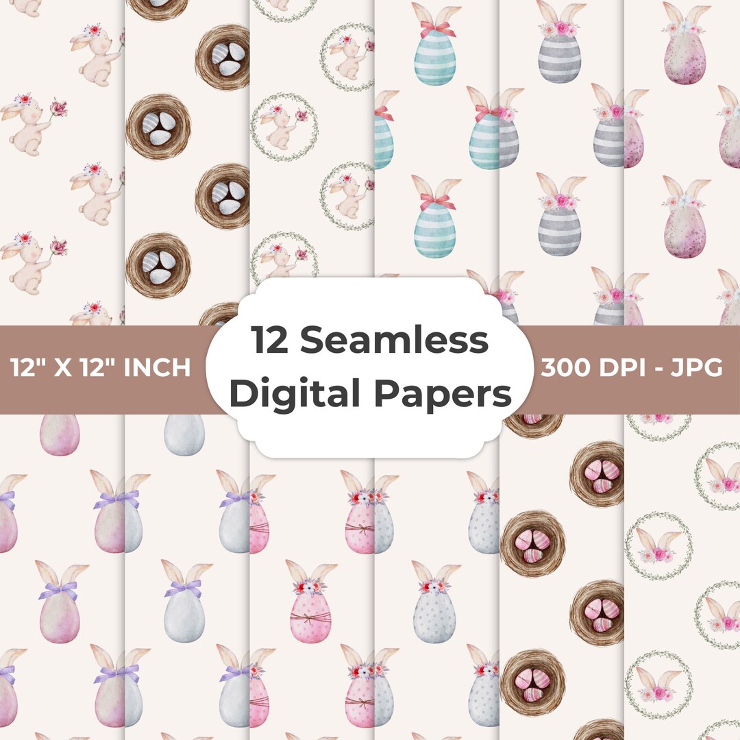 Printable Easter Digital Paper Set, Seamless Pattern, Easter Egg ...