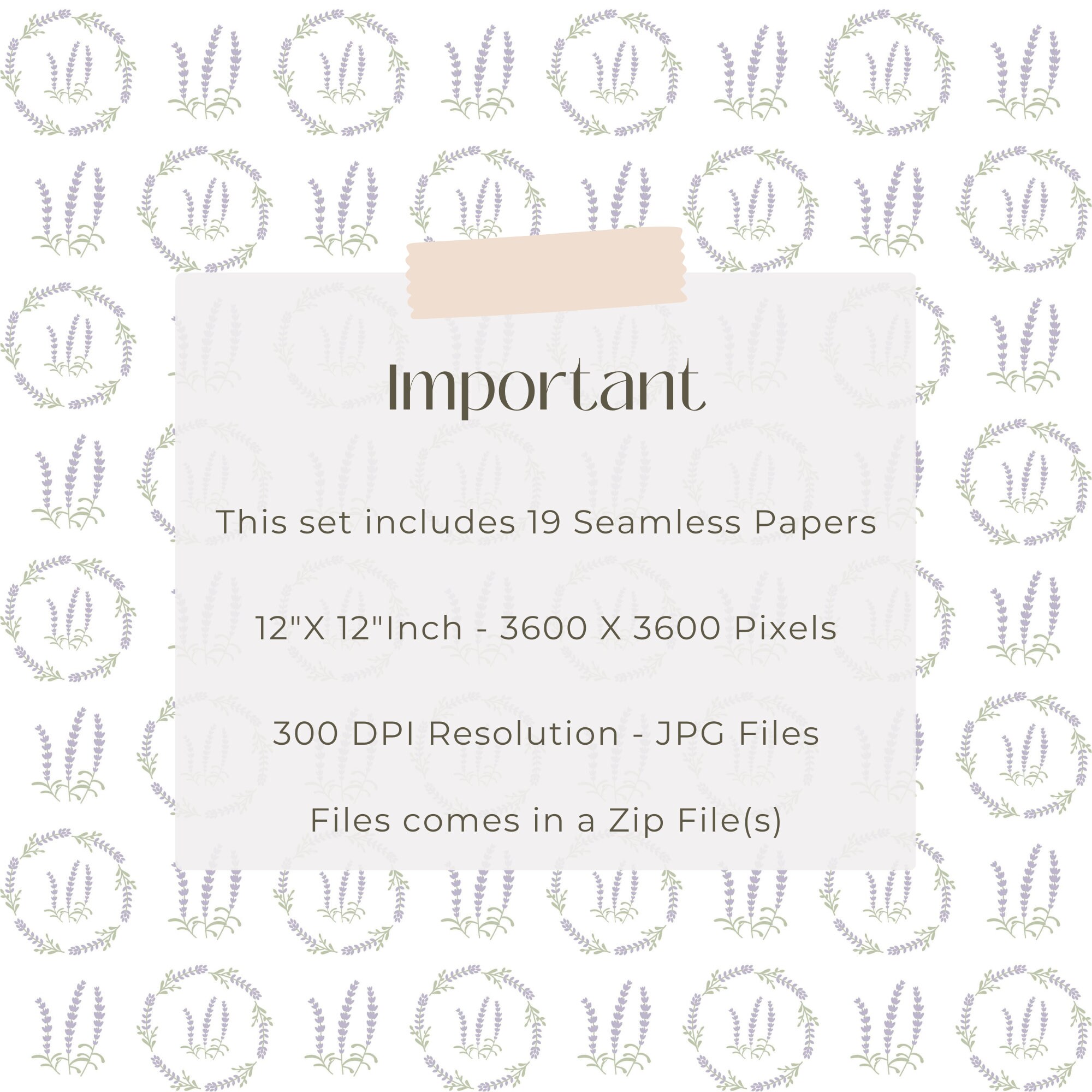 Printable Lavender Digital Paper, Seamless Pattern, Floral Patterns ...