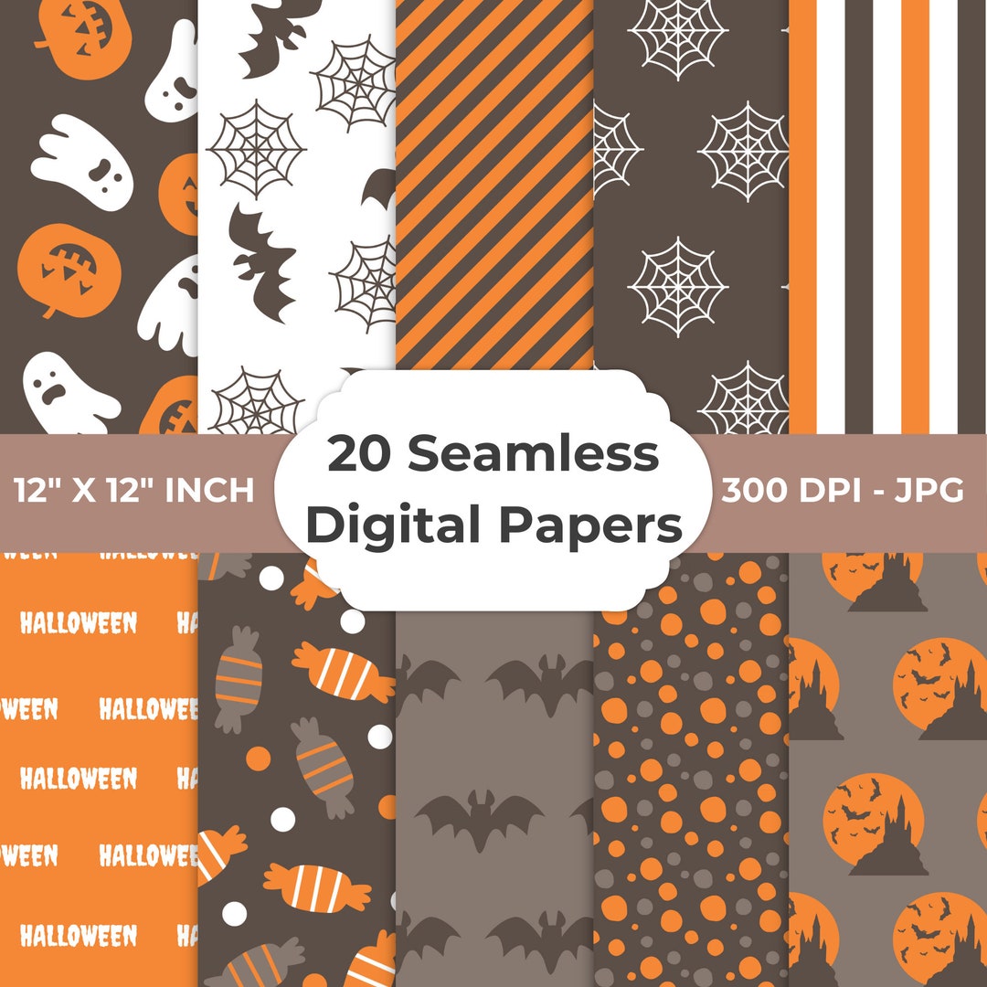 Printable Halloween Digital Paper, Spooky Pattern, JPG, Pumpkin Pattern ...