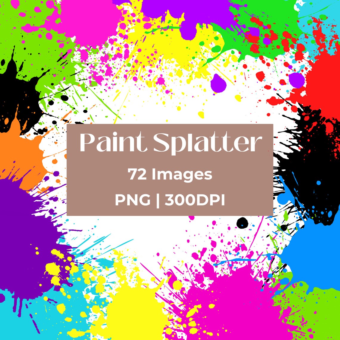 Digital Neon Paint Splatter Clipart, Paint Splash PNG, Cyberpunk ...