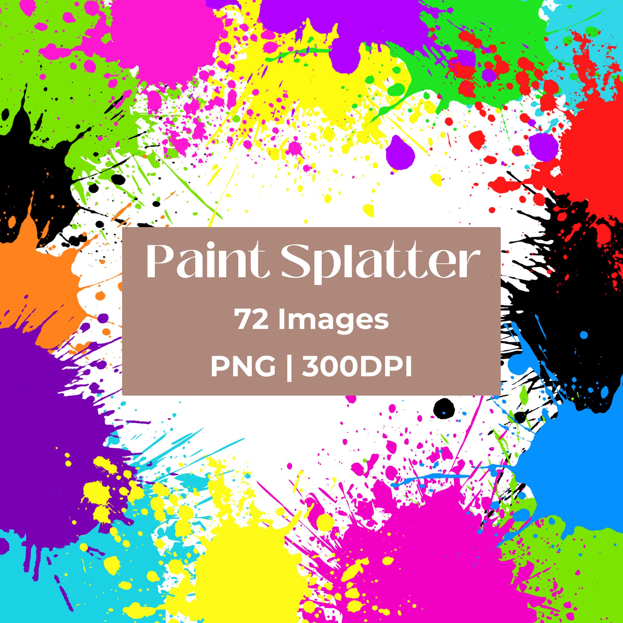 Digital Neon Paint Splatter Clipart, Paint Splash PNG, Cyberpunk ...