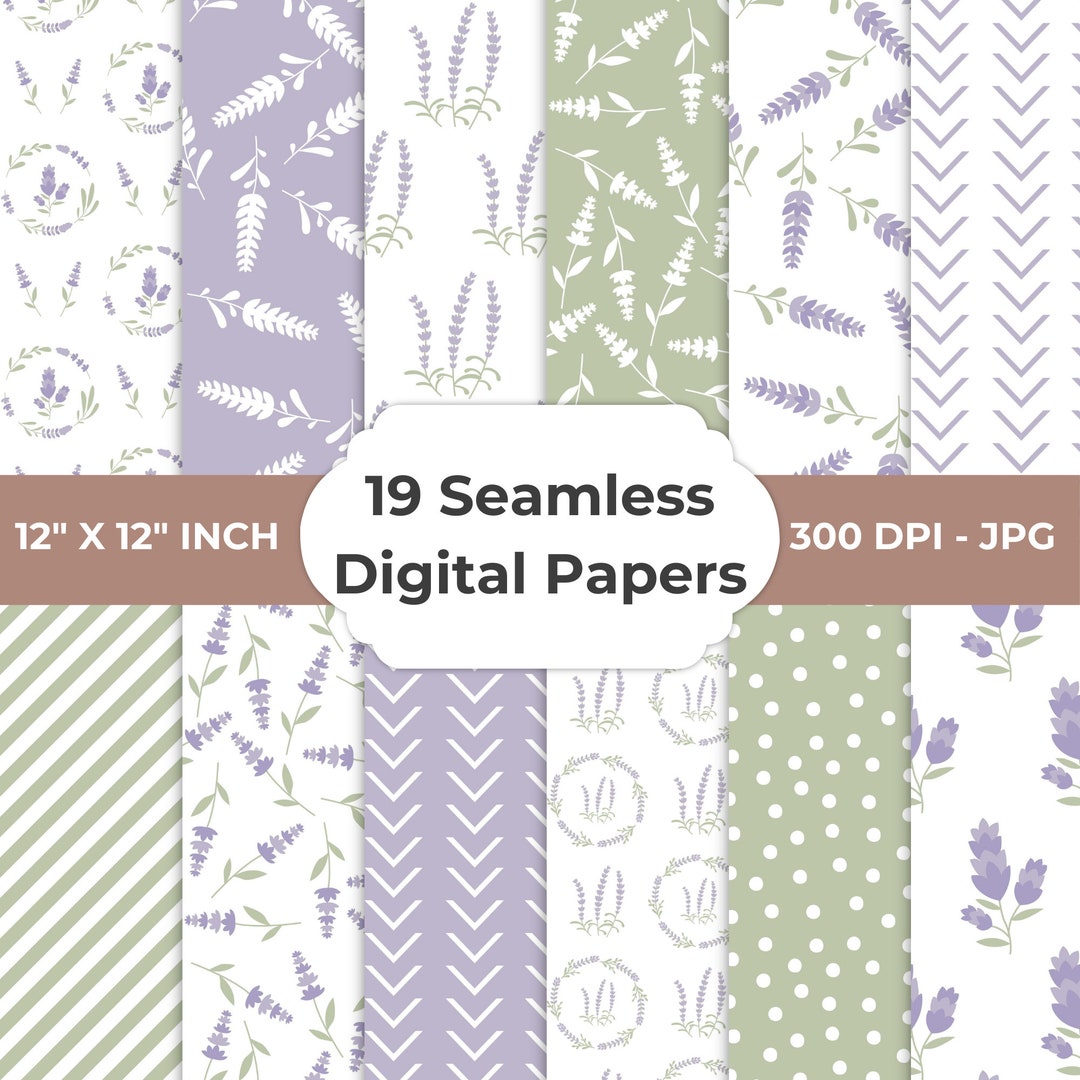 Printable Lavender Digital Paper, Seamless Pattern, Floral Patterns ...