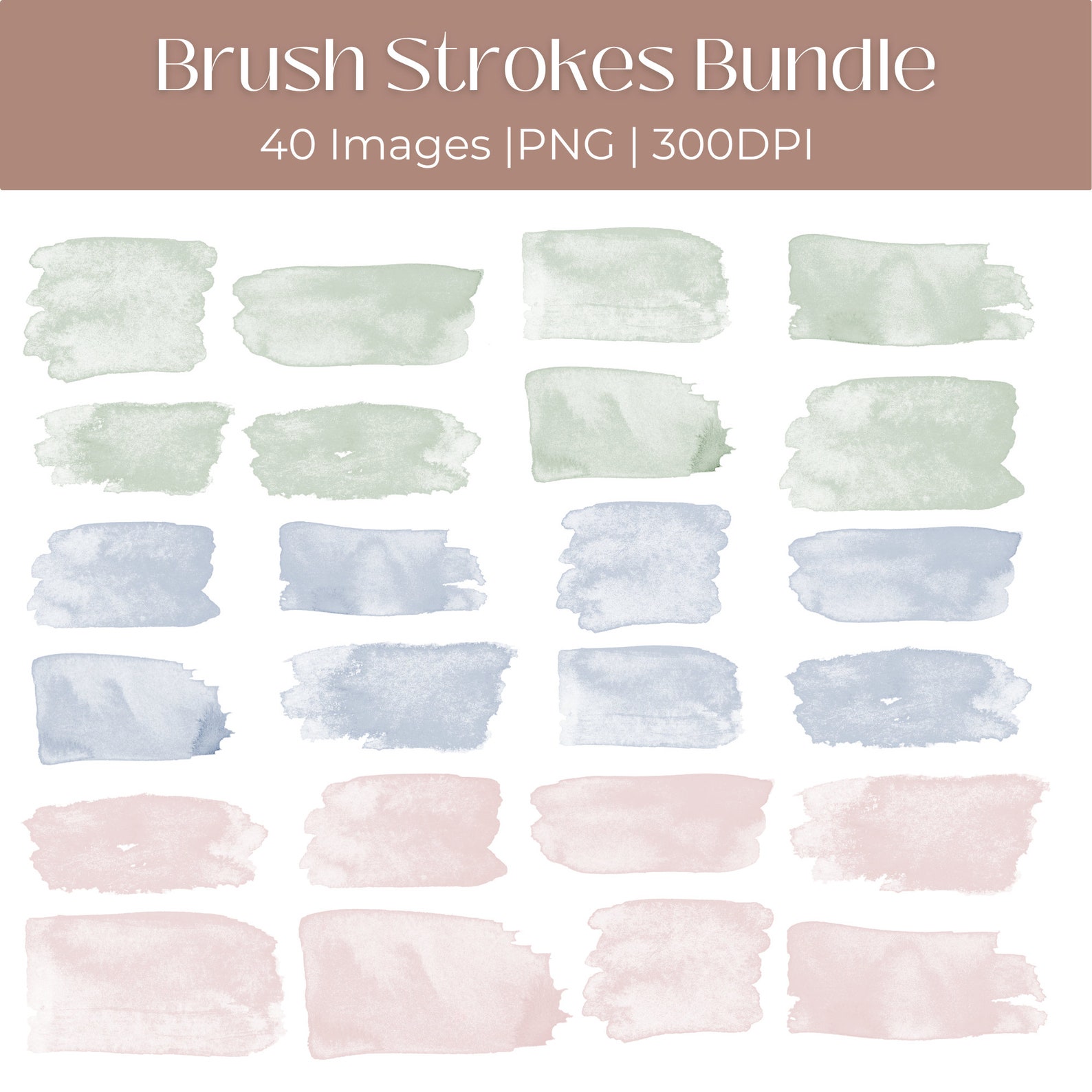 Brush Strokes Clip Art, Pastel Brush Strokes PNG, Digital Download ...