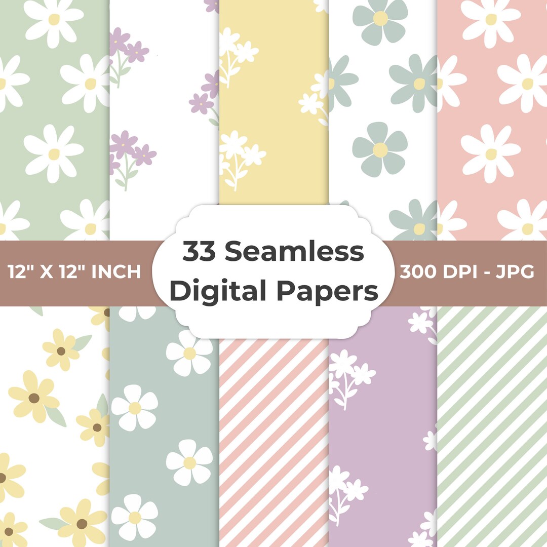 Printable Springflowers Digital Paper, Seamless Pattern, Floral ...