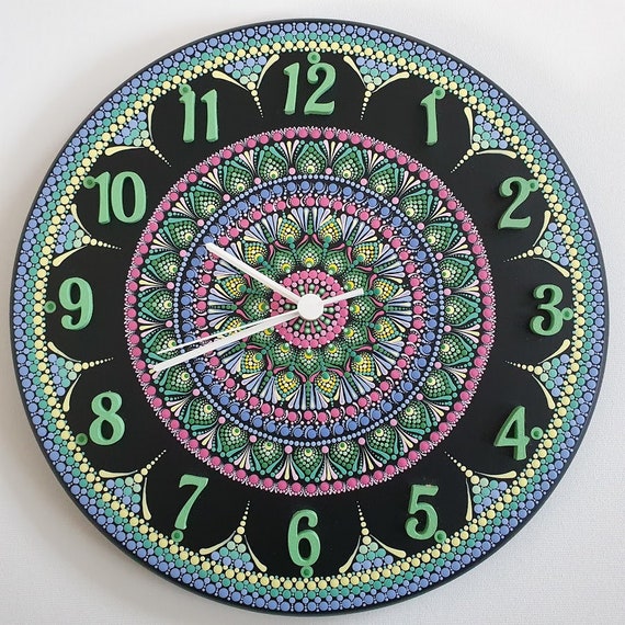 Mandala Dot Wall Clock | Etsy