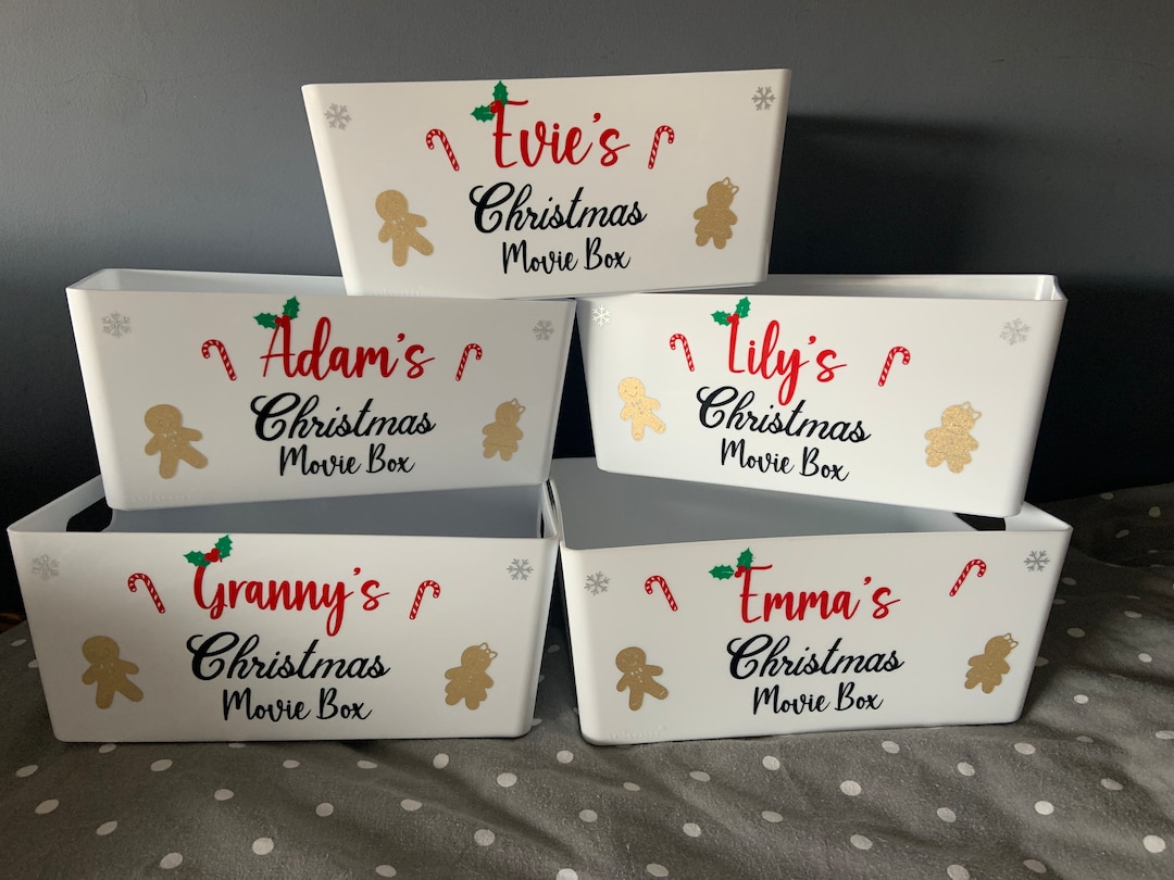 Christmas Movie Night Box Personalised Any Name Added Xmas Treat Box ...