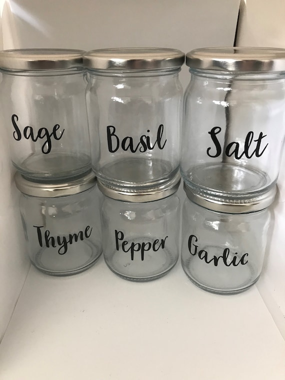 Set of Six Large 300ml Glass Jars Personalised Any Word | Etsy UK