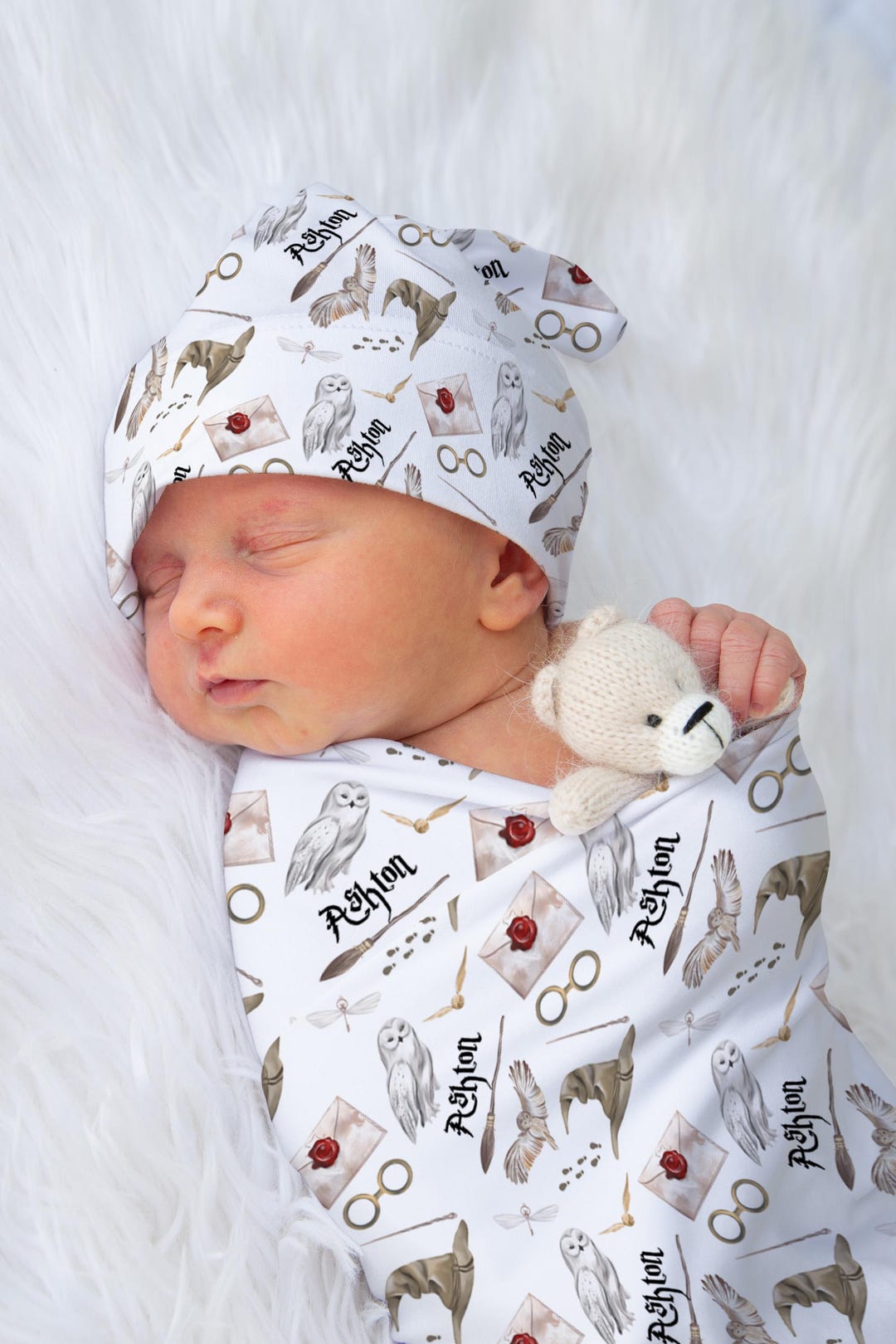 Personalized Wizard School Baby Swaddle Set | Minky Blanket - Etsy