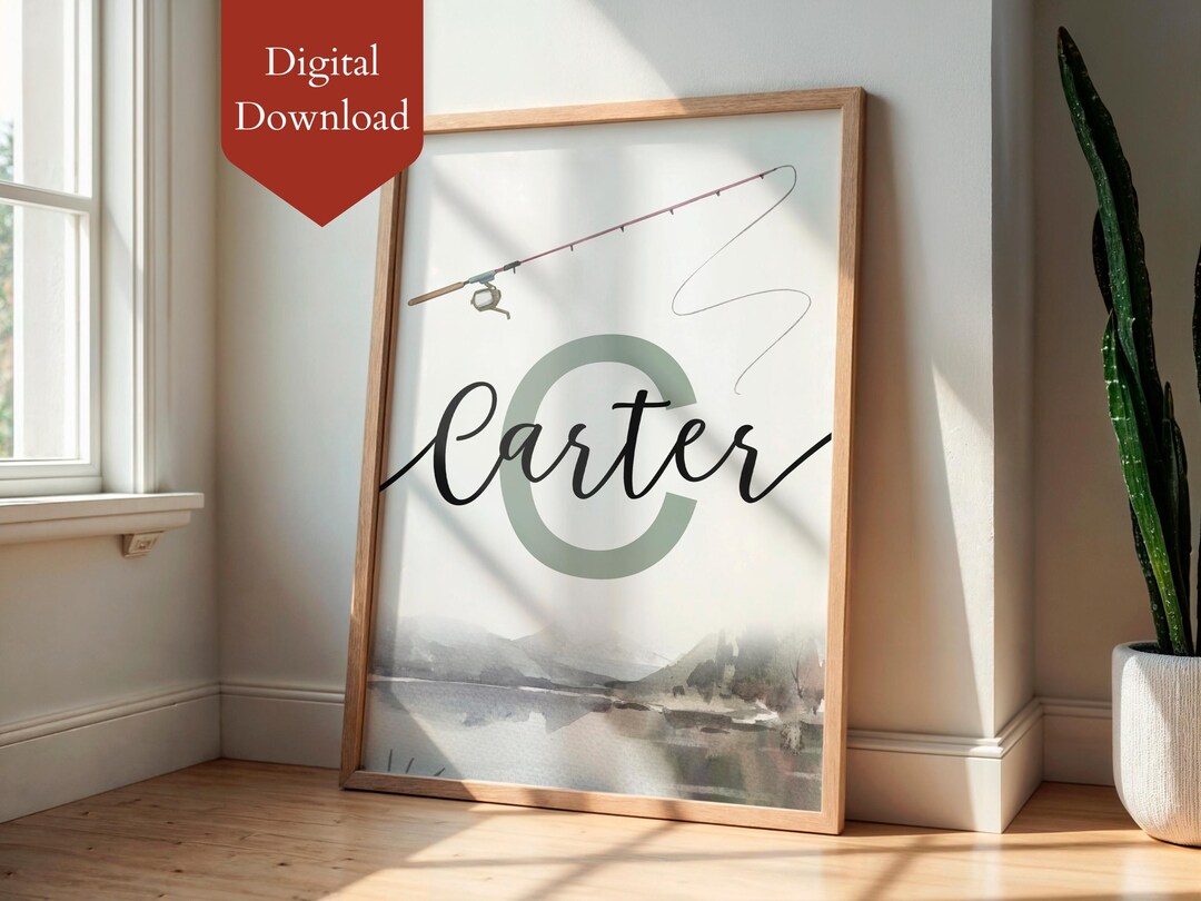 Gone Fishing Personalized Nursery Art Print | Custom Kids Room Decor ...