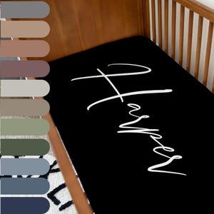 Monochrome Name Monogram Baby Crib Sheet | Modern Nursery Decor - Etsy