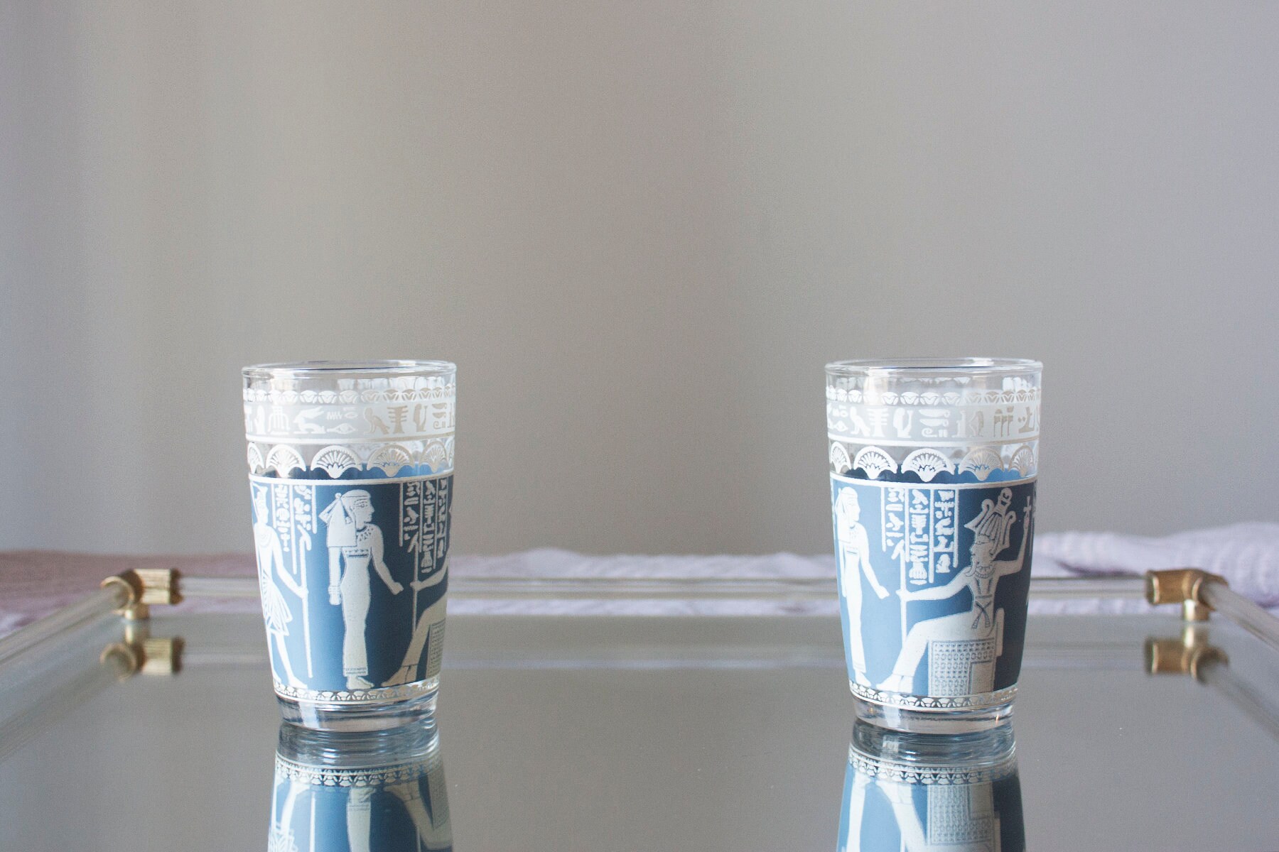 Wide Stem Wine Glasses and Small Collins Set - Etsy