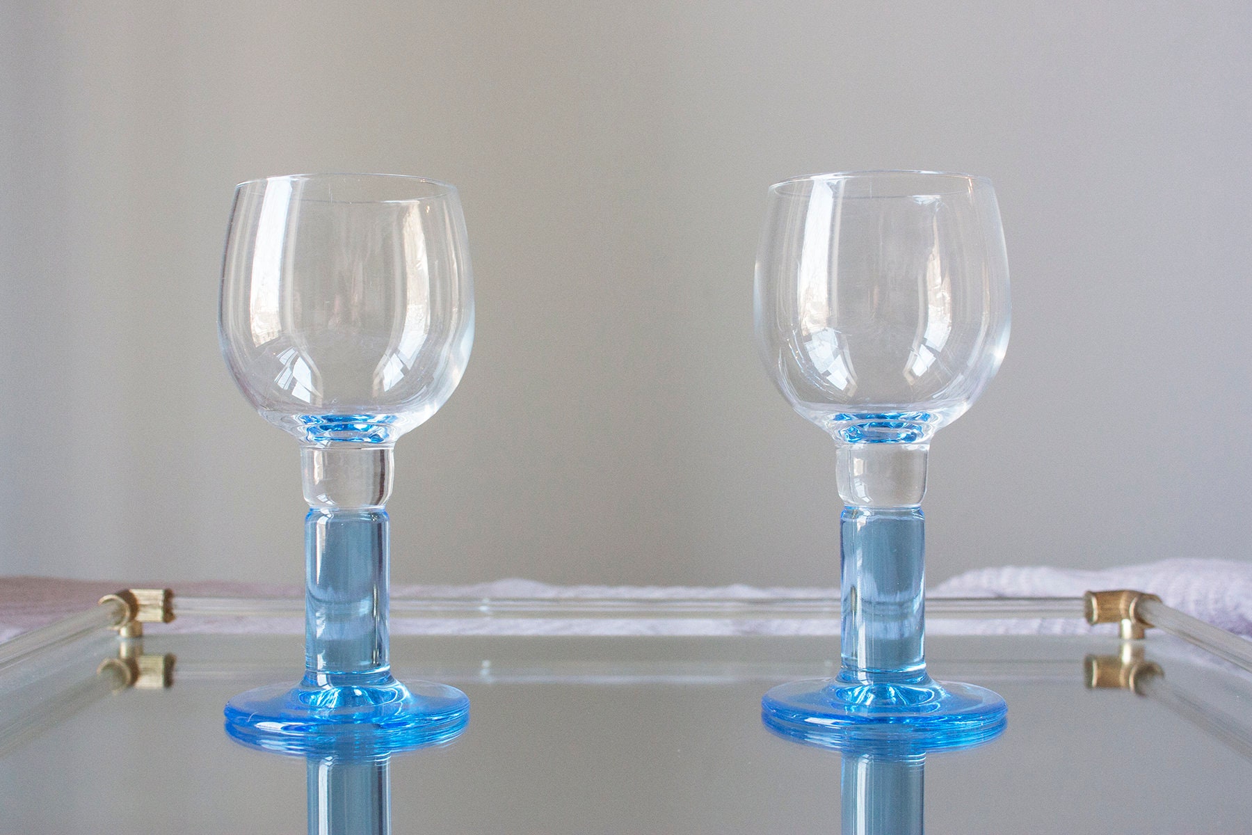 Wide Stem Wine Glasses and Small Collins Set - Etsy
