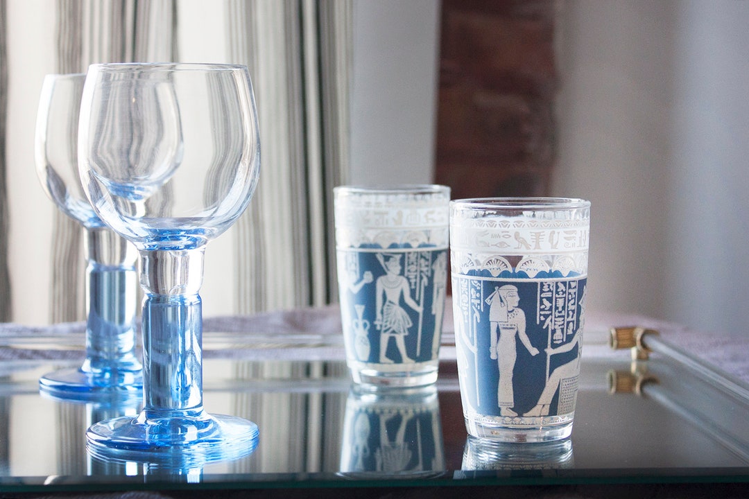 Wide Stem Wine Glasses and Small Collins Set - Etsy