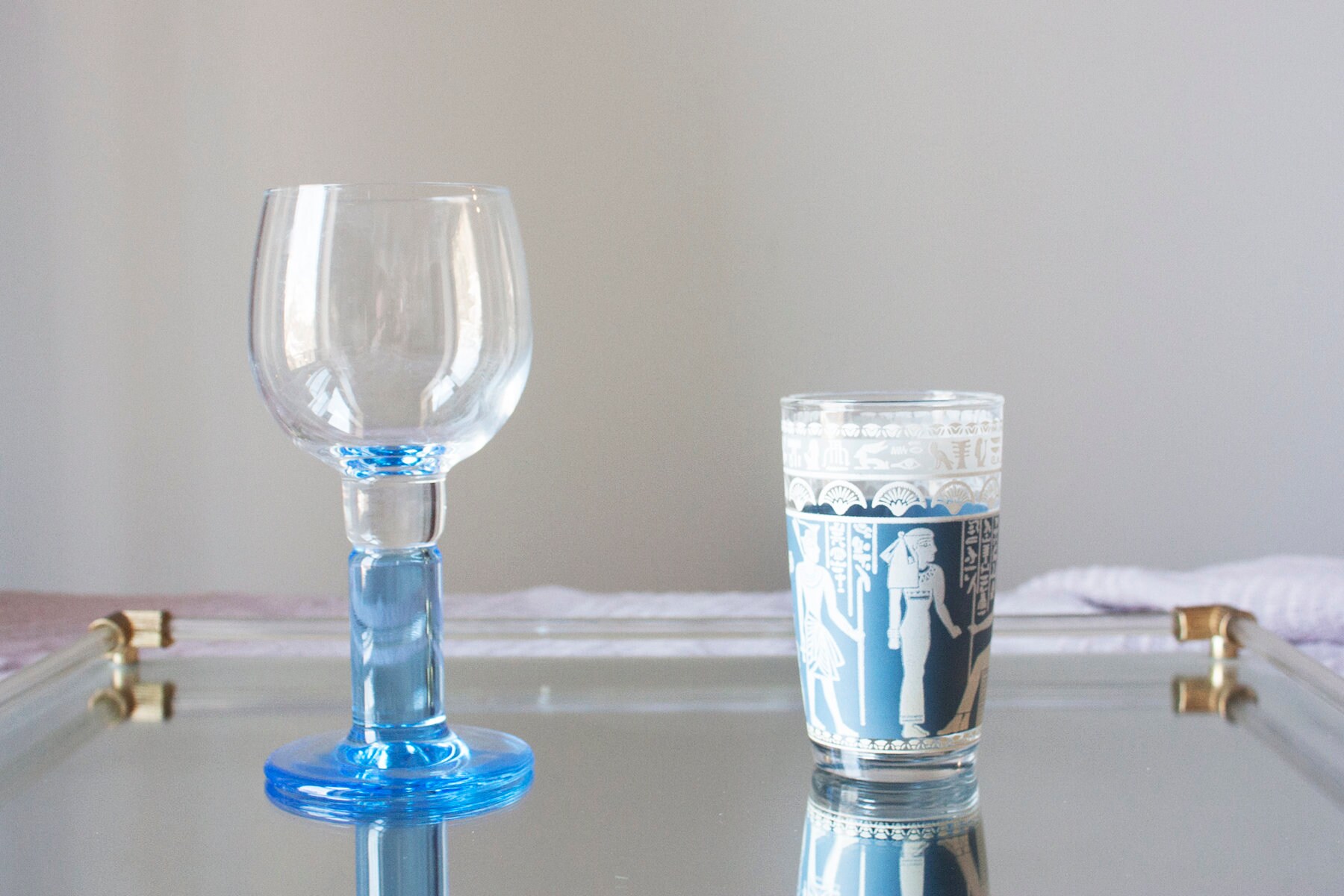 Wide Stem Wine Glasses and Small Collins Set - Etsy