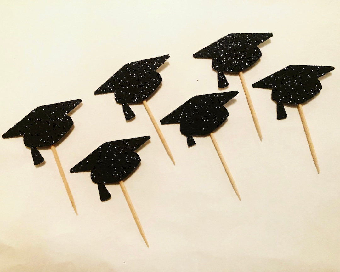 6 Piece Graduation Cap Cupcake Toppers - Etsy