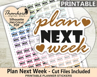 Plan Next Week Printable Planner Stickers, Planner Stickers, Watercolor ...