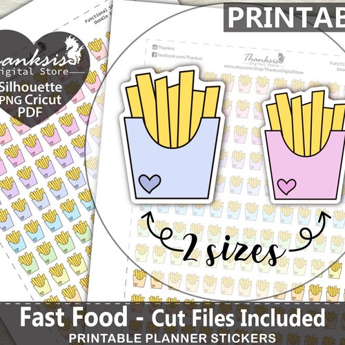 Doodle Fast Food Printable Planner Stickers Erin Condren - Etsy