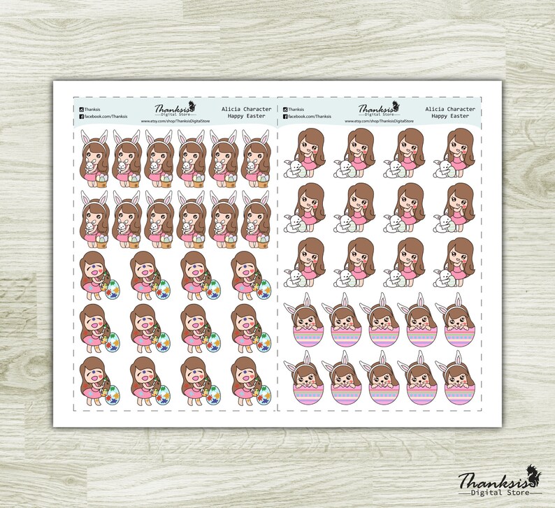 Easter Printable Planner Stickers Character Printable - Etsy