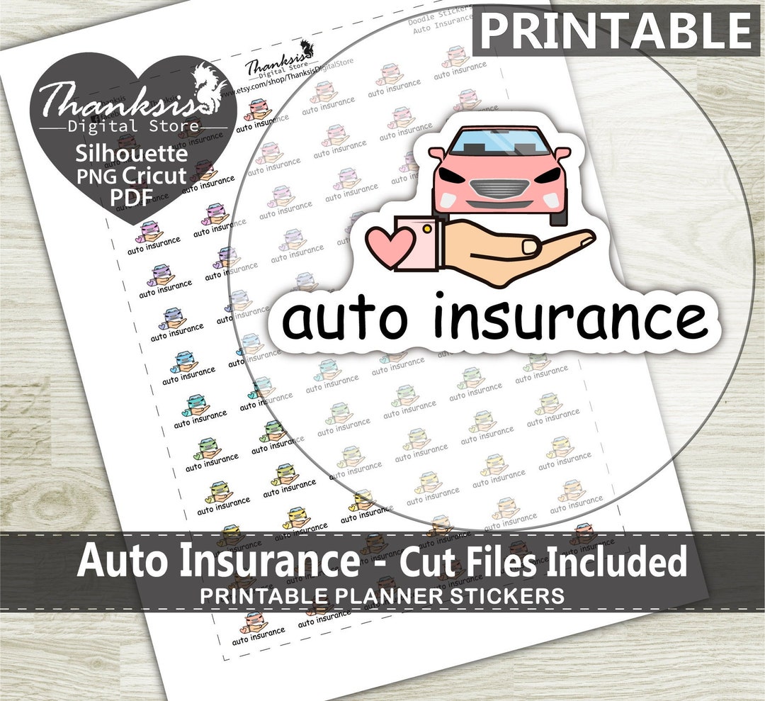 Doodle Auto Insurance Printable Planner Stickers, Erin Condren Planner ...