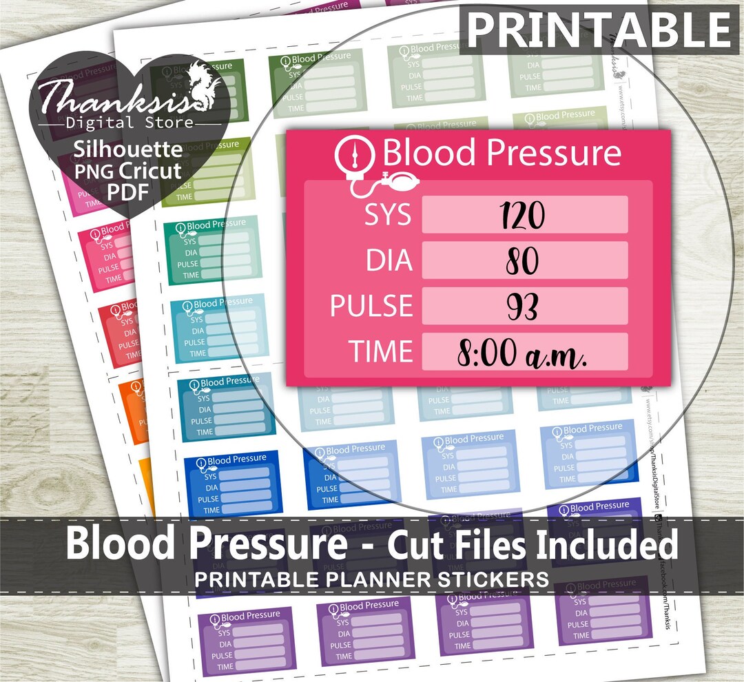 Blood Pressure Printable Planner Stickers, Erin Condren Planner ...