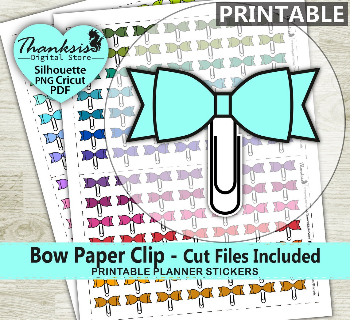 Bow Paper Clip Printable Planner Stickers Erin Condren - Etsy