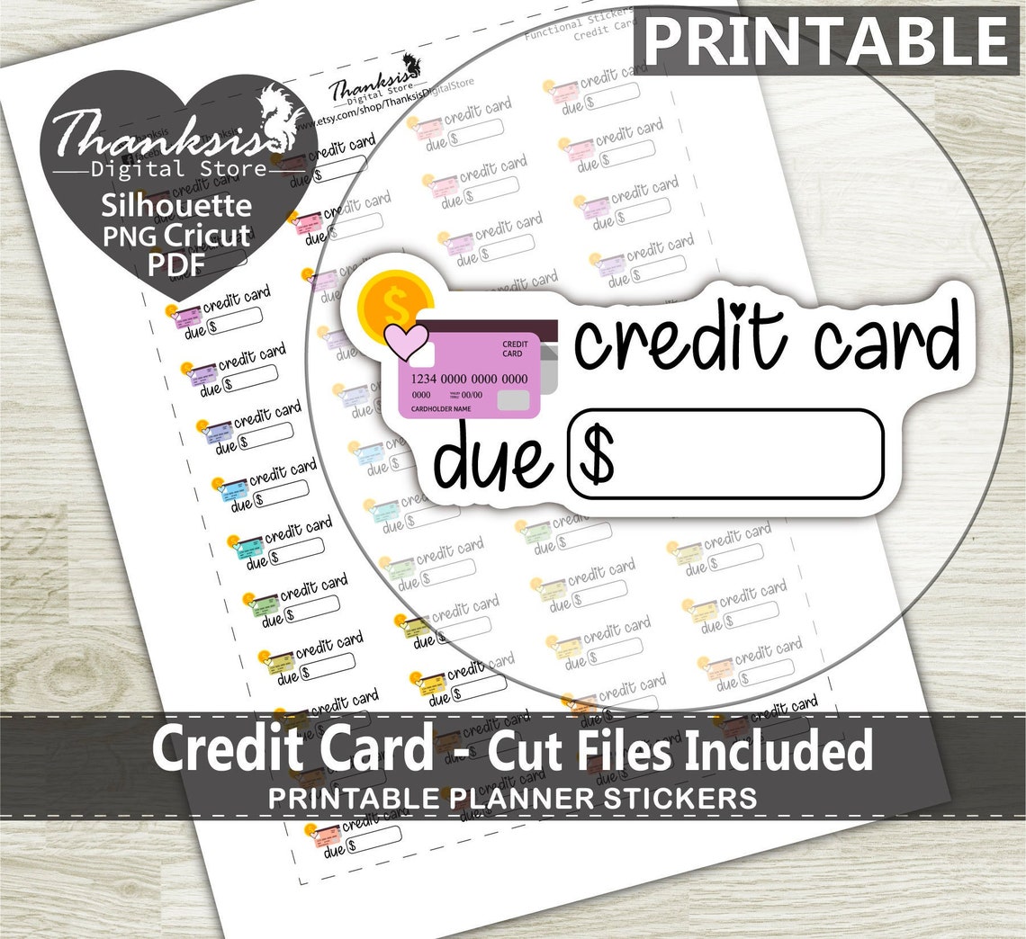 Doodle Credit Card Printable Planner Stickers Erin Condren - Etsy