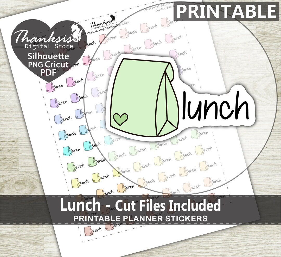 Doodle Lunch Printable Planner Stickers, Erin Condren Planner Stickers ...