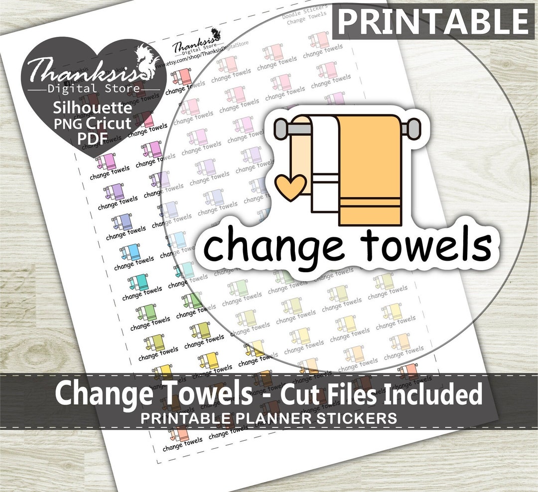 Doodle Change Towels Printable Planner Stickers, Erin Condren Planner ...