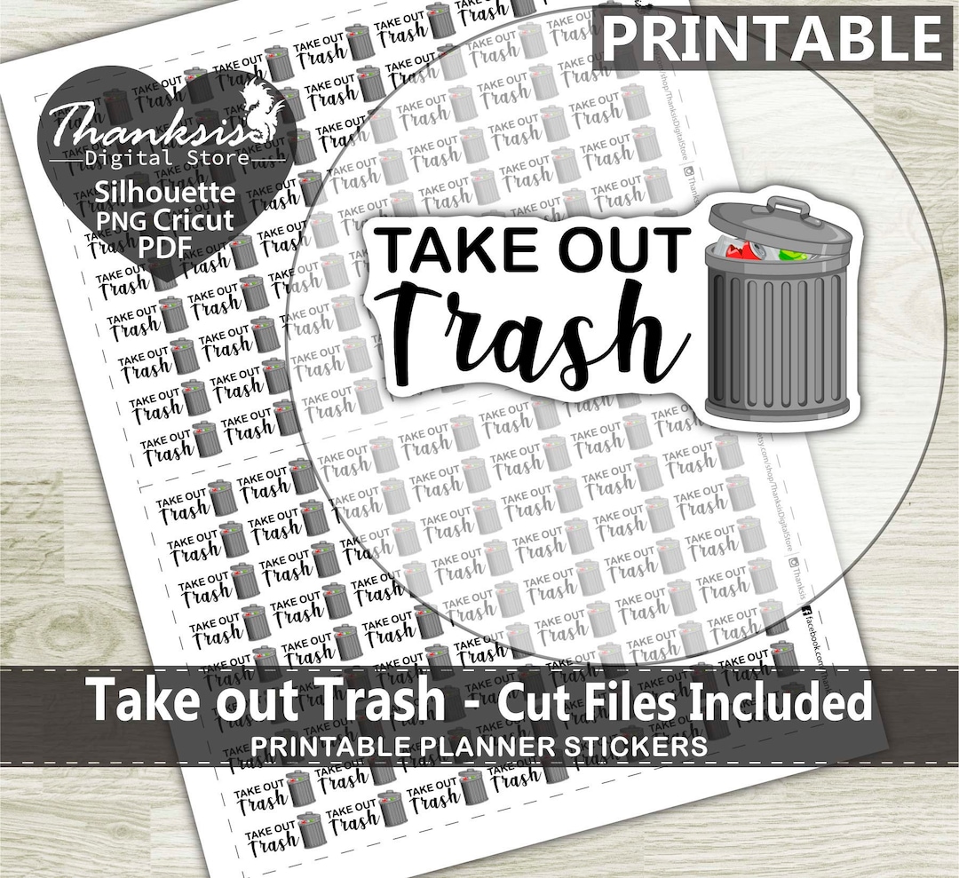 Trash Day Printable Planner Stickers, Erin Condren Planner Stickers ...