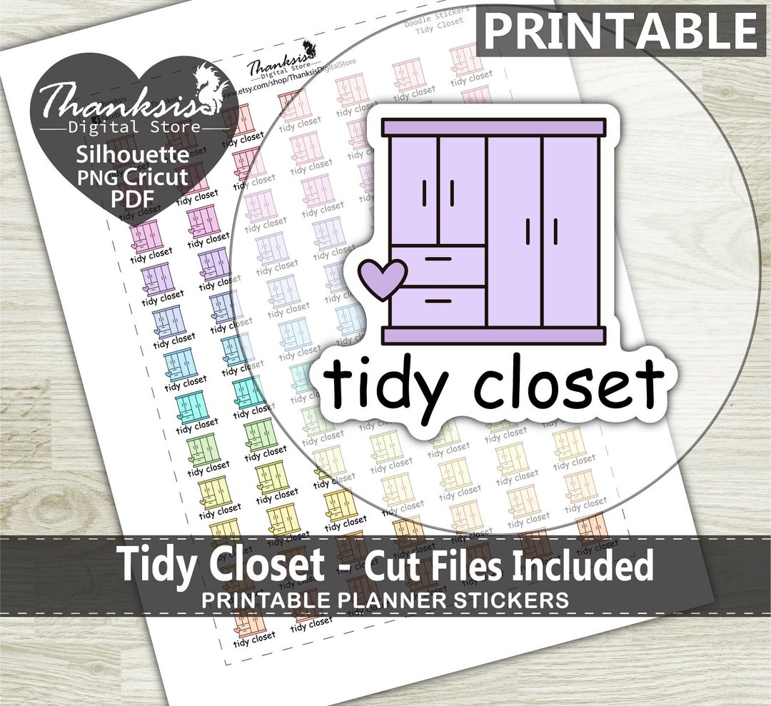 Doodle Tidy Closet Printable Planner Stickers, Erin Condren Planner ...
