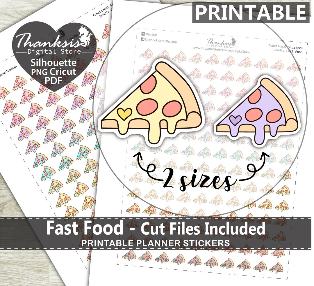 Doodle Fast Food Printable Planner Stickers Erin Condren - Etsy