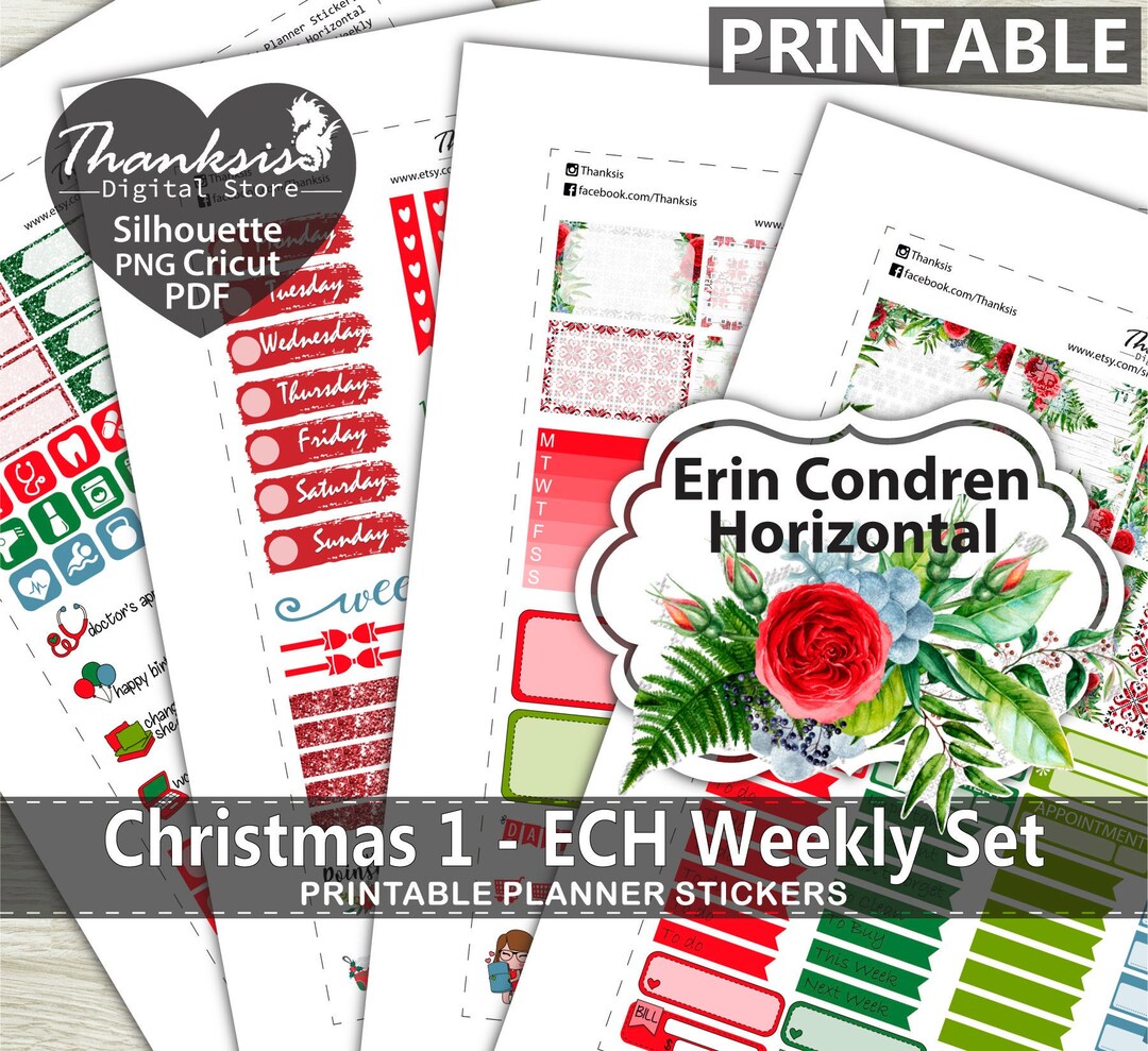 Christmas Printable Planner Stickers Erin Condren Planner - Etsy