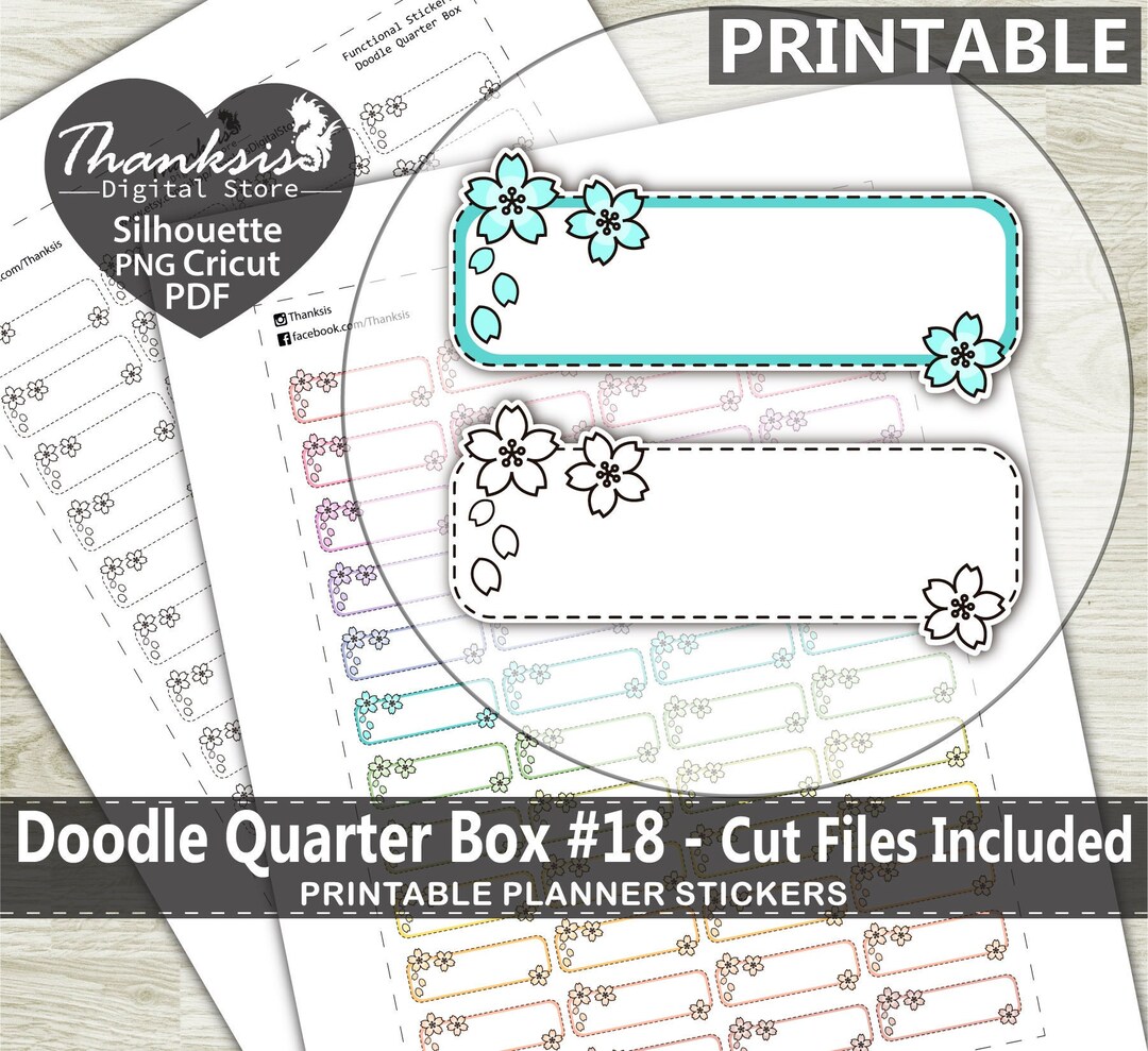 Doodle Quarter Box 18 Printable Planner Stickers, Erin Condren Planner ...