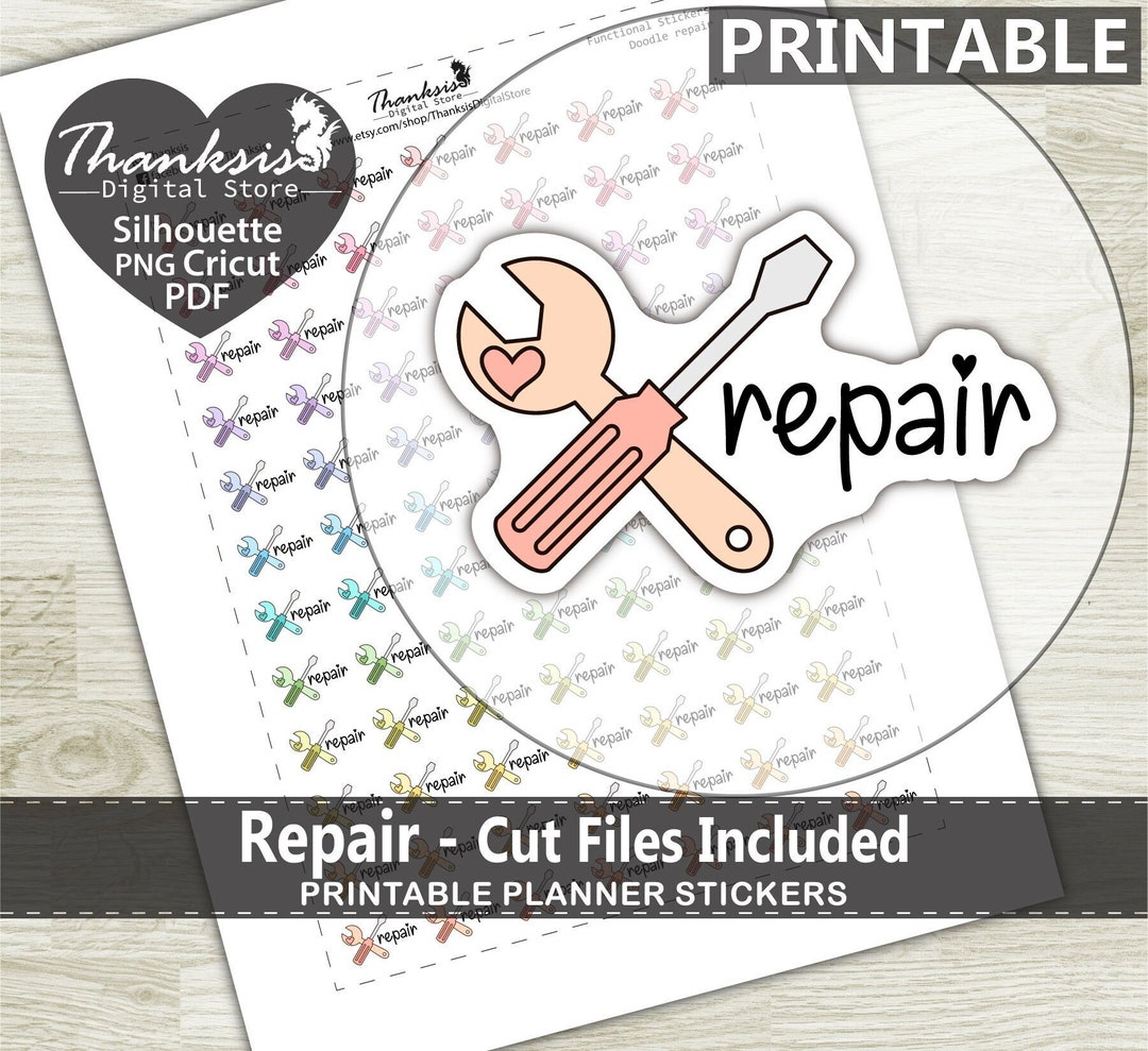 Doodle Repair Printable Planner Stickers, Erin Condren Planner Stickers ...