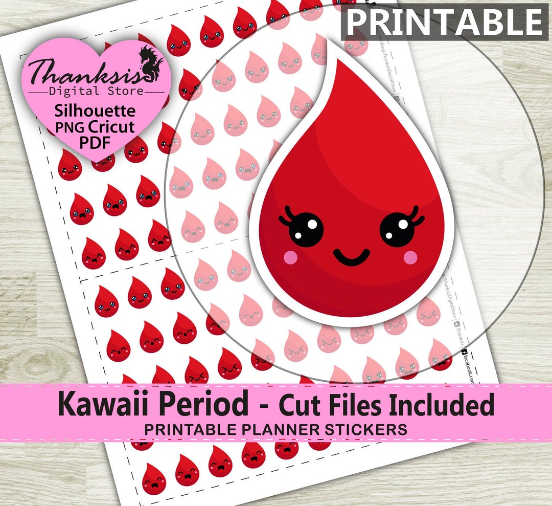 Kawaii Period Printable Planner Stickers, Erin Condren Planner Stickers ...