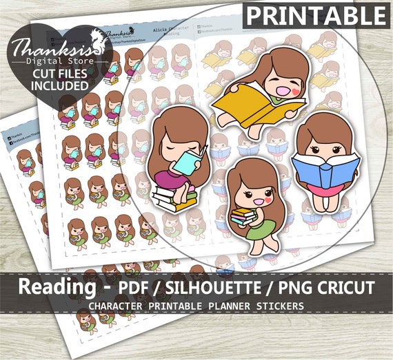 Reading Printable Planner Stickers Character Printable | Etsy