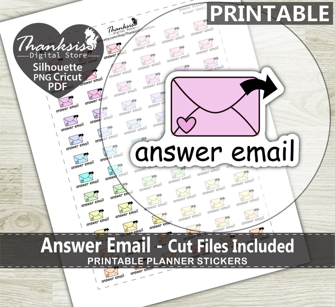 Doodle Answer Email Printable Planner Stickers, Erin Condren Planner ...