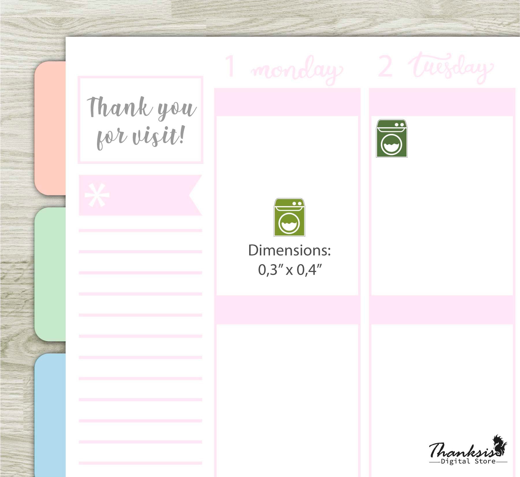 Washing Machine Printable Planner Stickers Erin Condren - Etsy