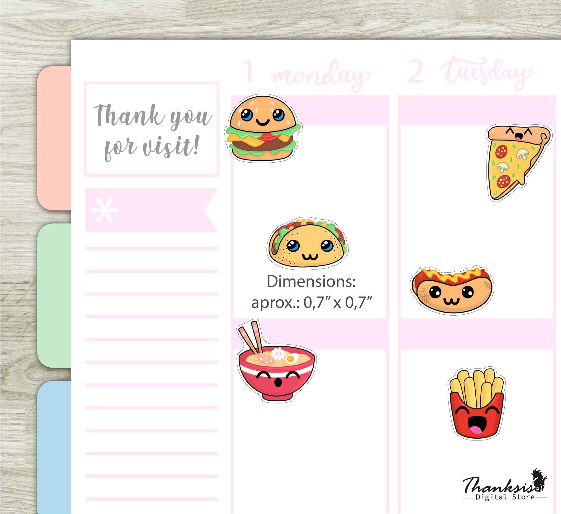 Kawaii Fast Food Printable Planner Stickers Erin Condren - Etsy