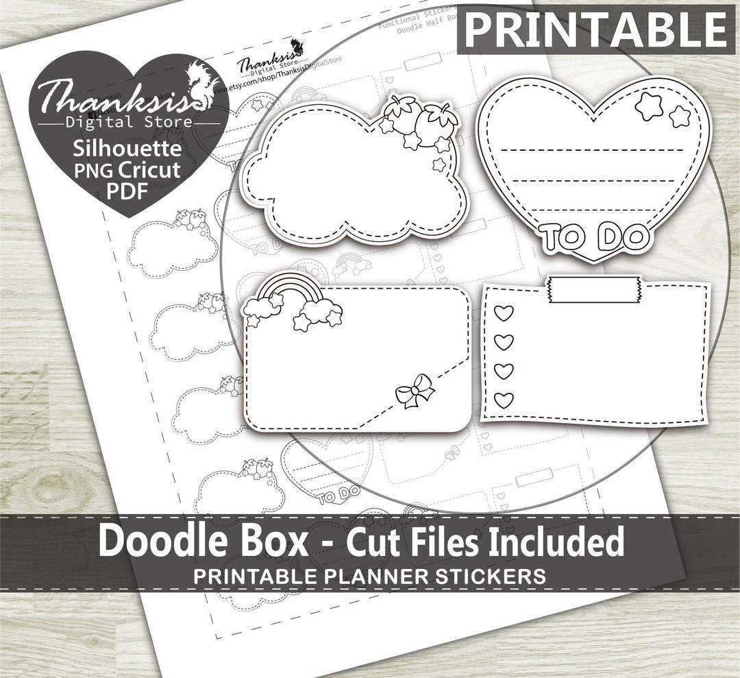 Doodle Half Box Printable Planner Stickers, Erin Condren Planner ...